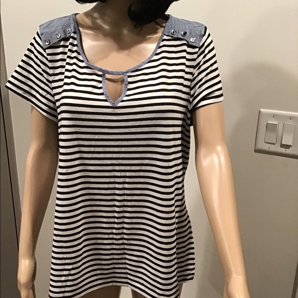 Adele & May | Tops | Adele May Chambray Striped Denim Top | Poshmark
